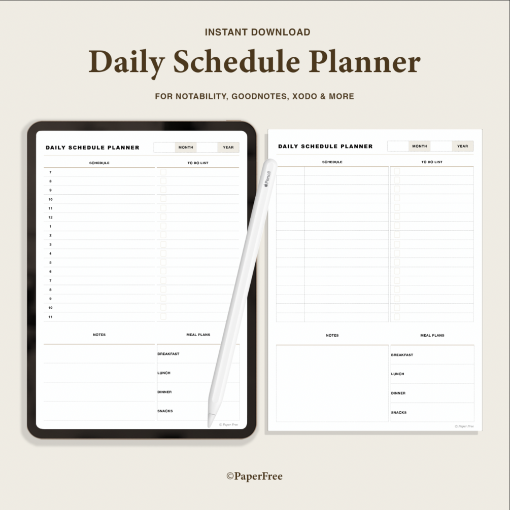 Digital Daily Schedule Planner For GoodNotes Notability Printables PDF