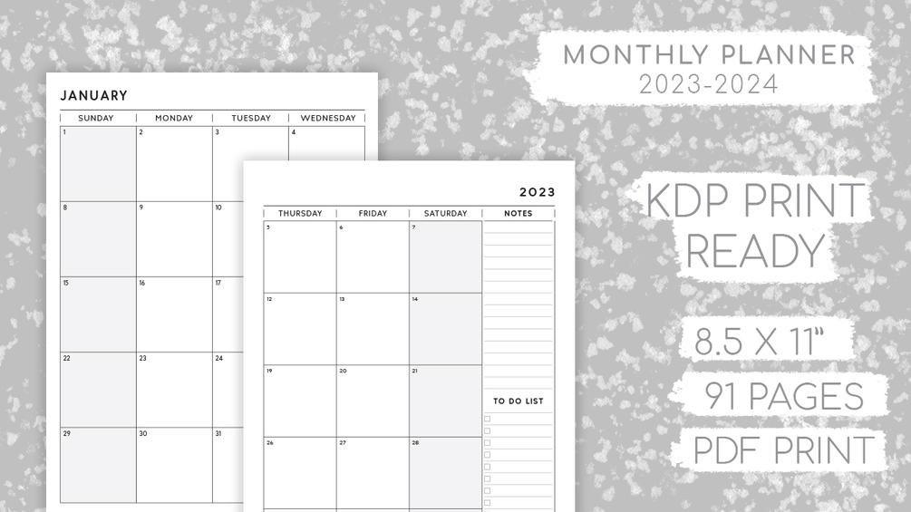 2023 2024 Monthly Planner 2 Year Calendar Printable PDF