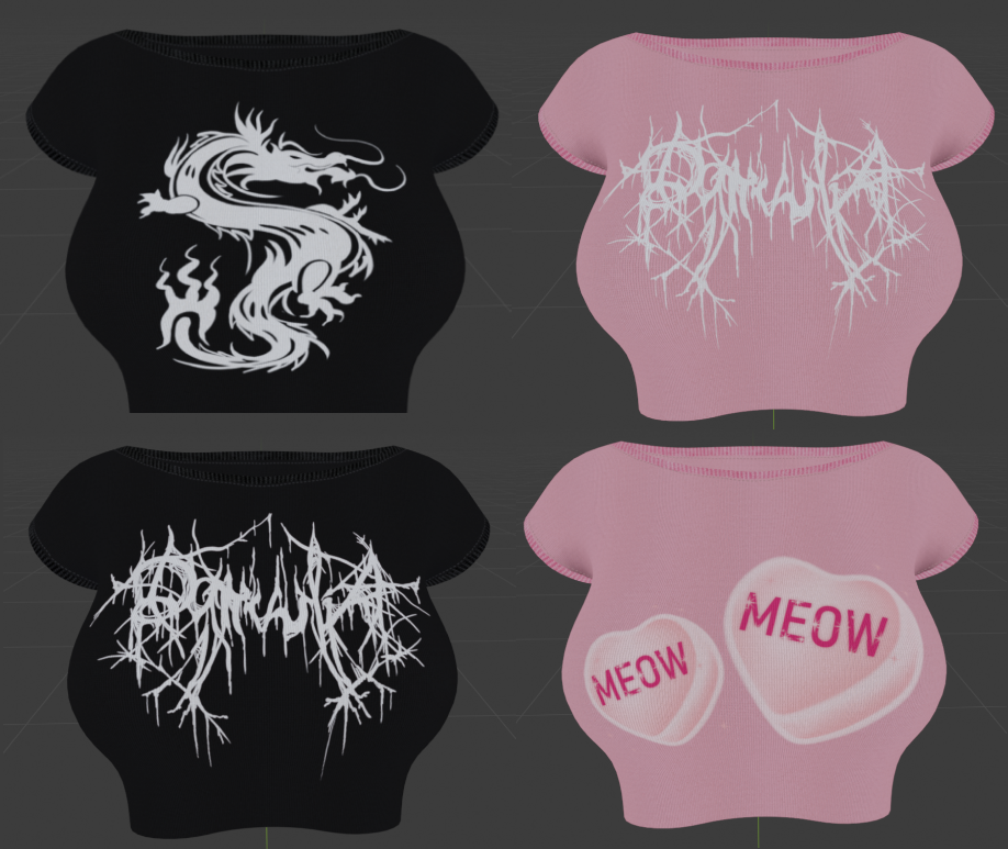 T-shirt Pack (4) - Vrchat Clothing - FBX - Commercial use