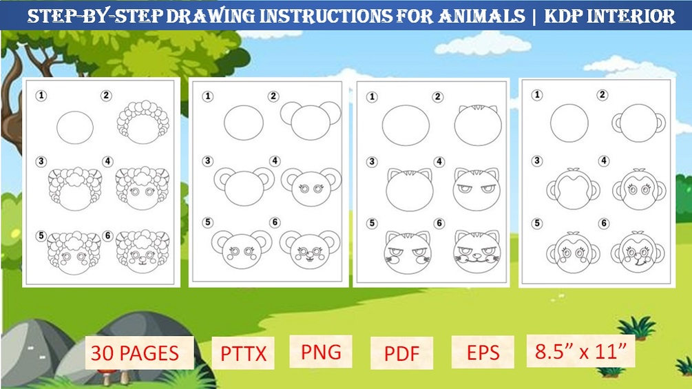 Step-by-Step Drawing Instructions for Animals | KDP Interior