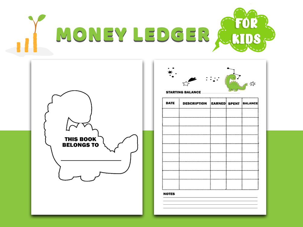 Money ledger for kids "Kids money management "Allowance Saving Log Book