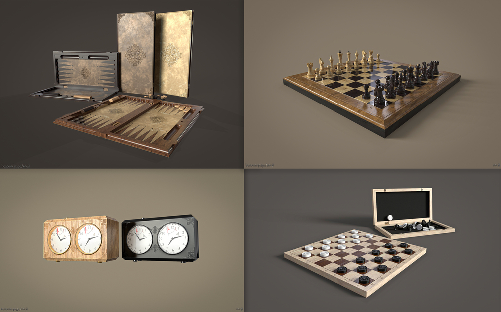 Game ready low poly 3D model of boardgames