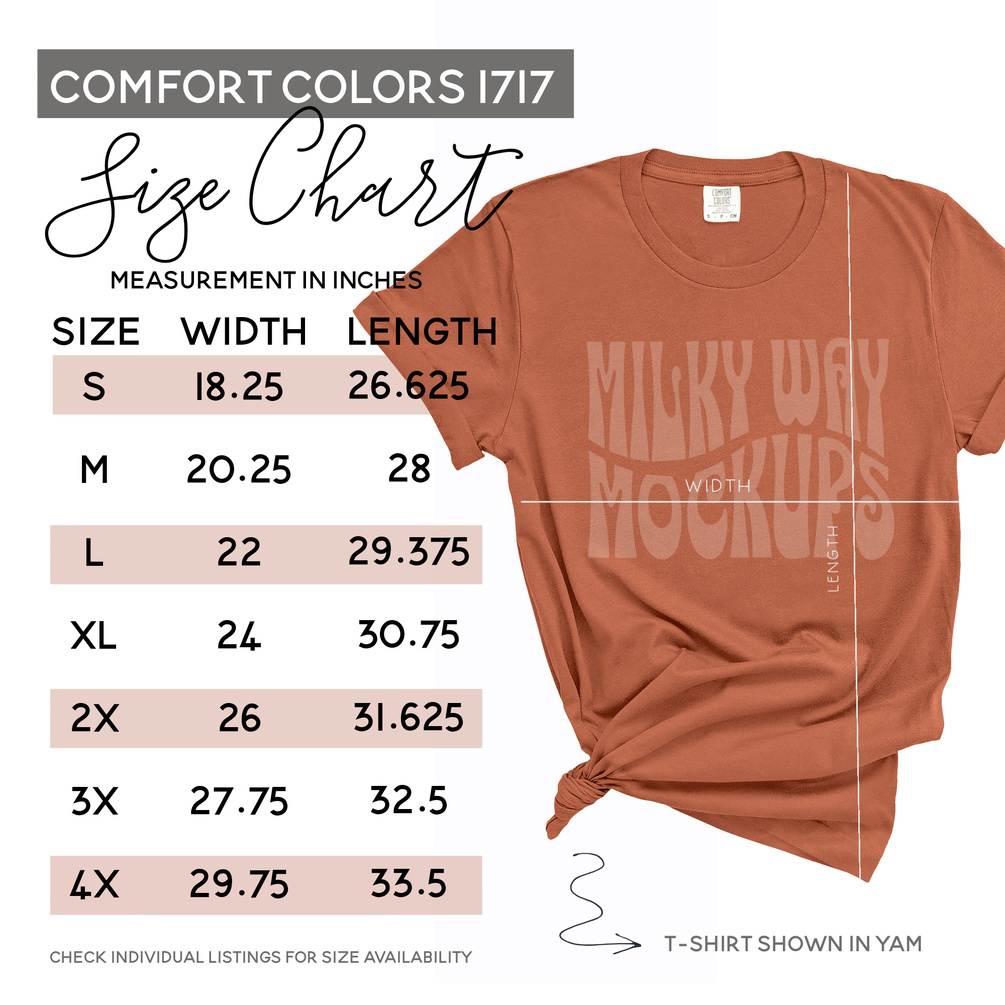 Comfort Colors 1717 Sizing Chart, Digital Mockups, Store Listing Photos ...
