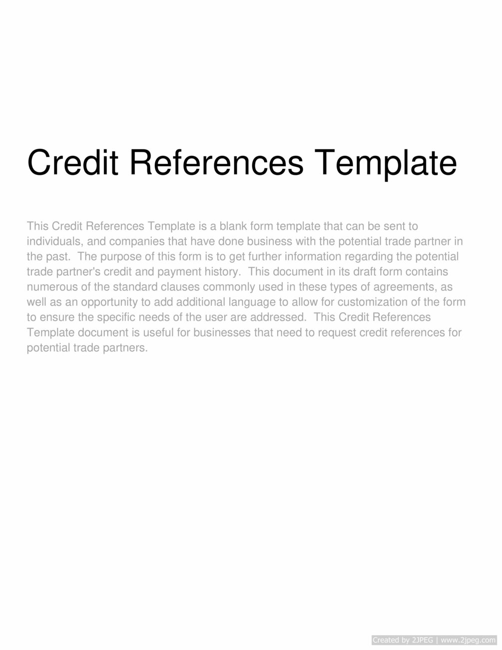 Credit References Template