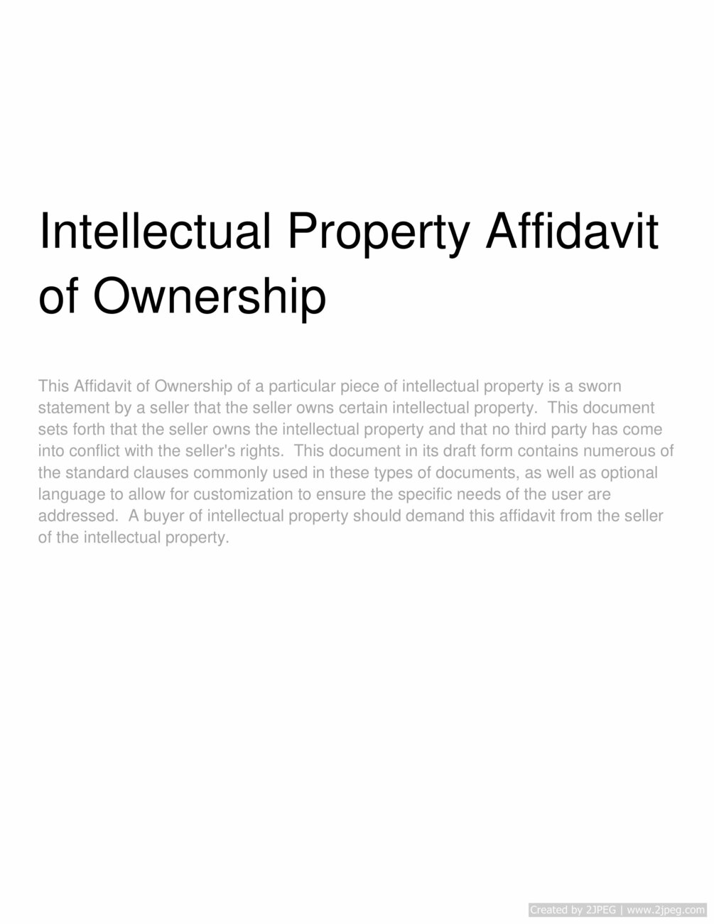 Intellectual Property Affidavit of Ownership