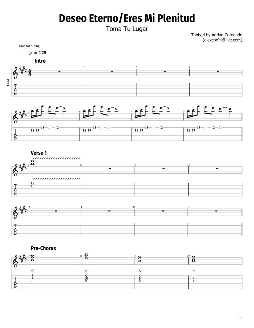 Deseo Eterno, Cristo Jesus Eres Mi Plenitud - Toma Tu Lugar - Tablatura ...