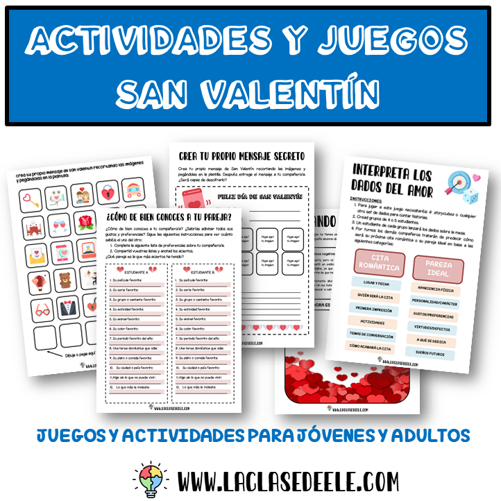 PACK DE 11 ACTIVIDADES PARA CELEBRAR EL DÍA DE SAN VALENTÍN EN CLASE DE ...