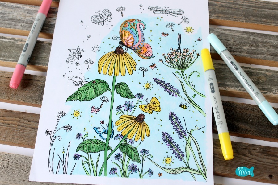 Butterfly Garden Coloring Page, Printable