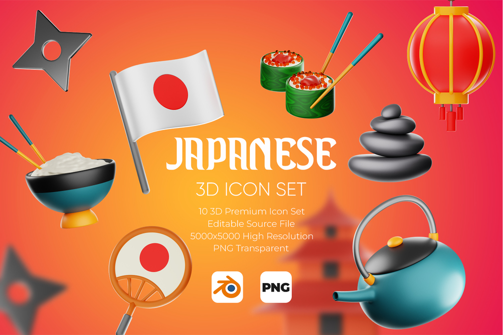 Japanese 3D Icon Set