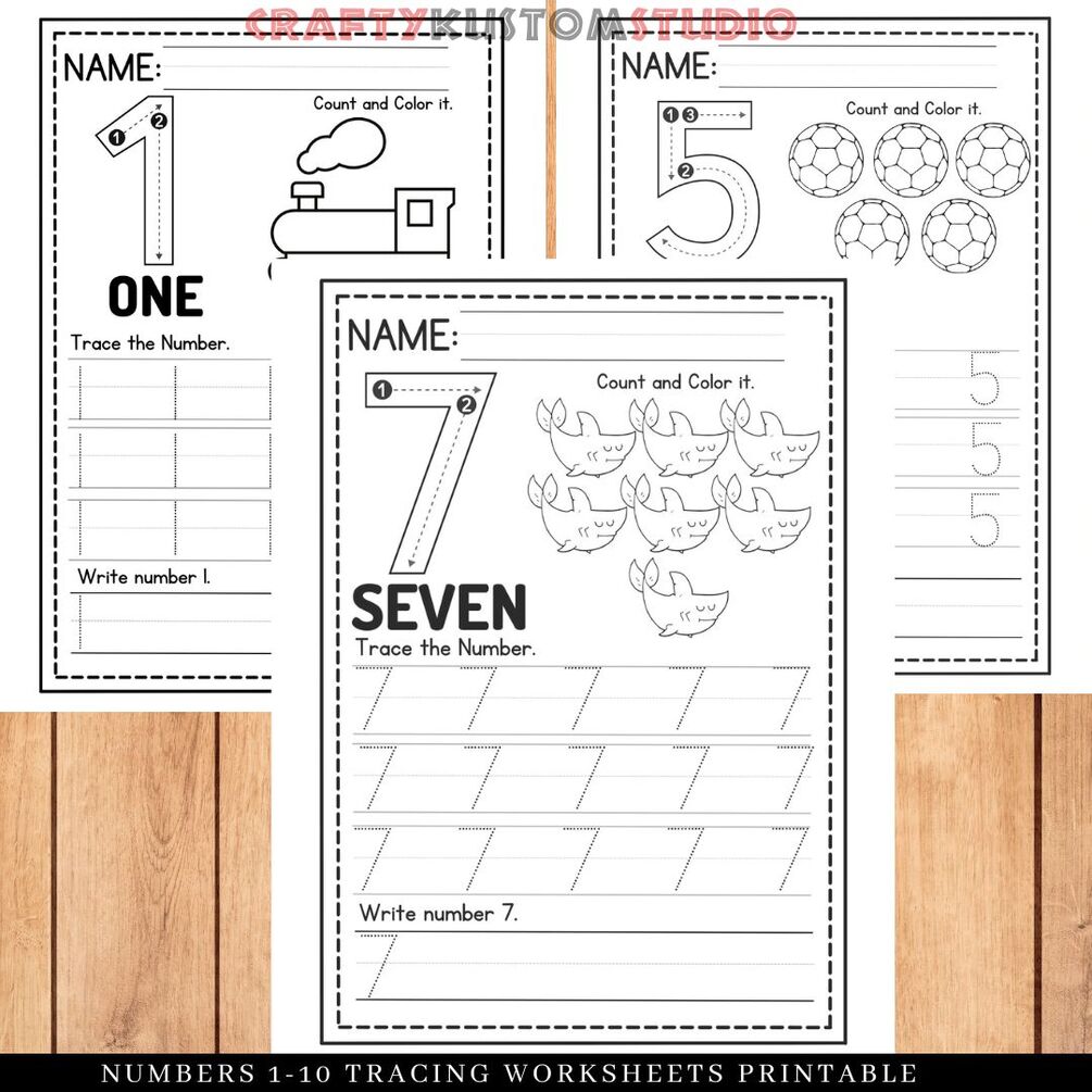 Numbers Tracing Worksheets 1-10 (For Ages 3-5) | Homeschool | Pre-K ...