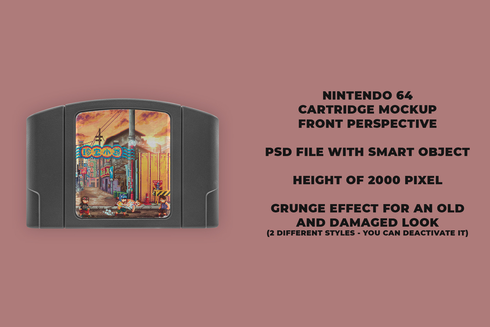 Nintendo N64 Cartridge Photoshop Mockup