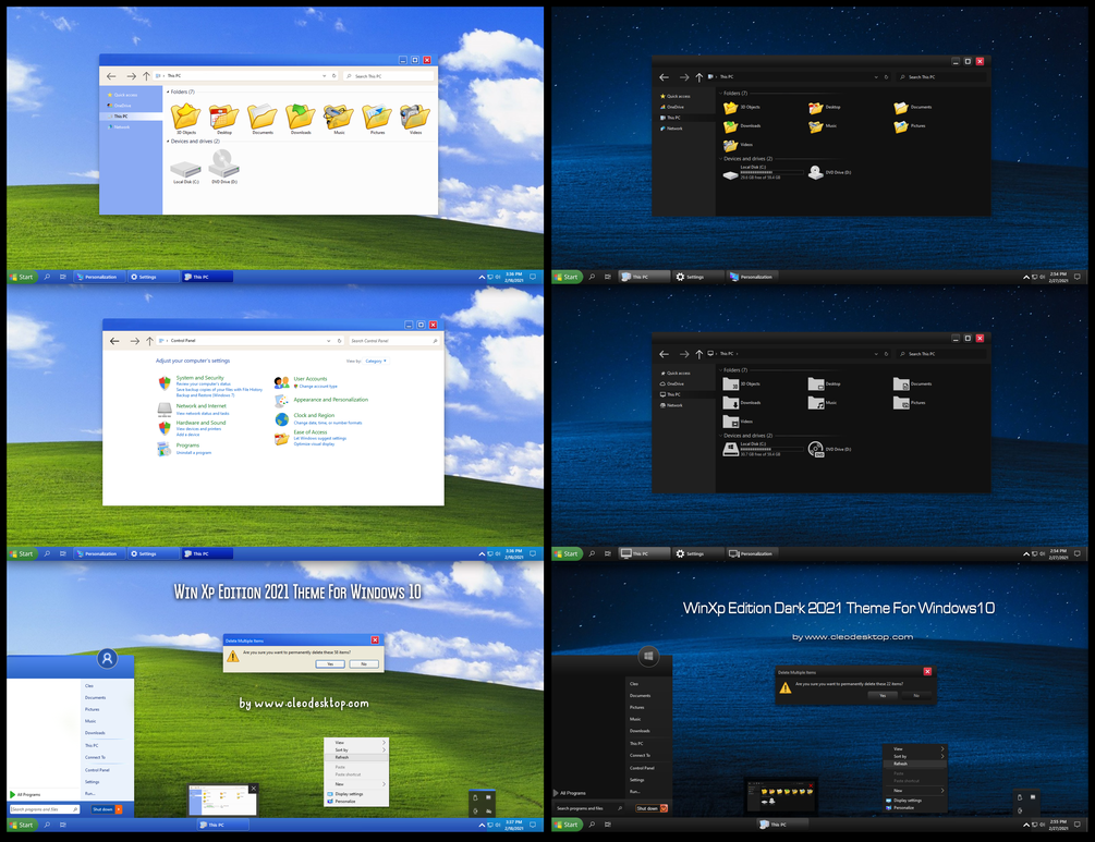 WinXp Edition 2021 Dark And Light Theme For Windows 10