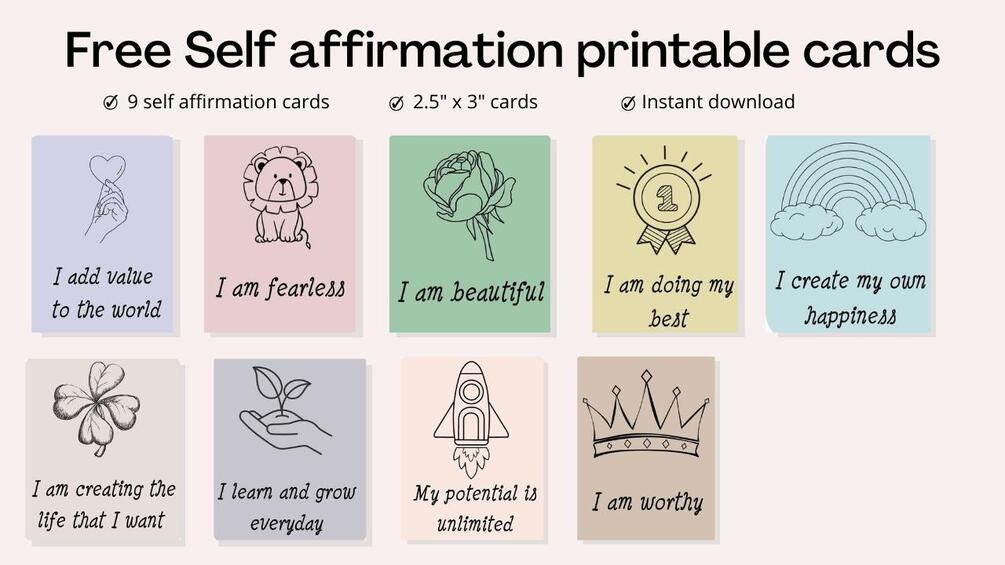 Self affirmation printable cards