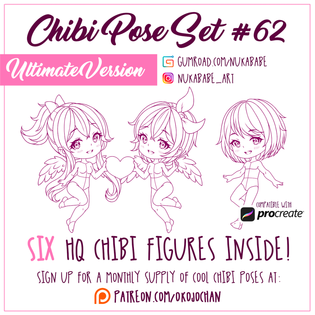 Procreate Chibi Base Set #62 - Procreate Stamps - PNG Poses
