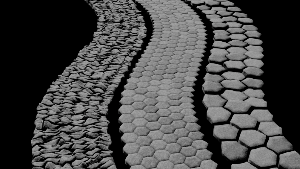 A Stone Path or Road Generator in Blender Geometry Nodes