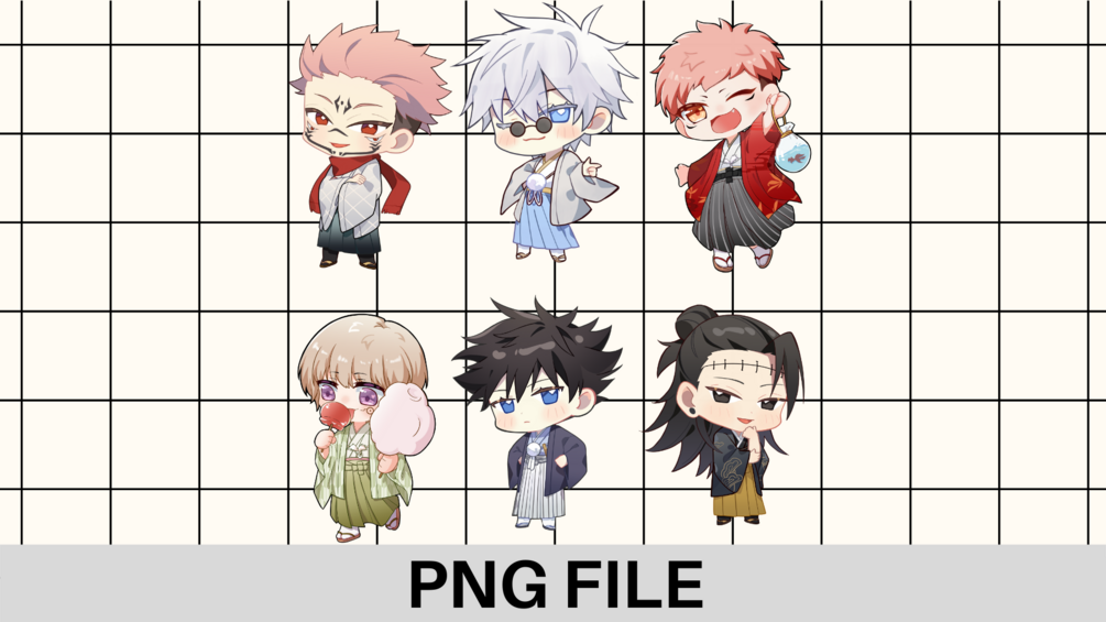 6 Instant Download. Kawai Chibi Yukata JJK Digital File. png. psd. dxf ...