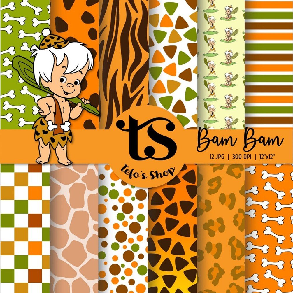 Bam Bam picapiedra | Papeles digitales | Paper pack