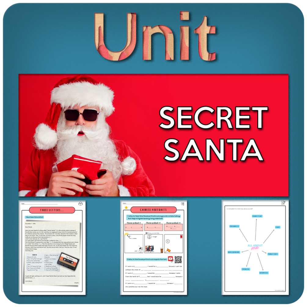 SECRET SANTA ("I am" poems + Chinese portraits) - Complete unit for ESL ...