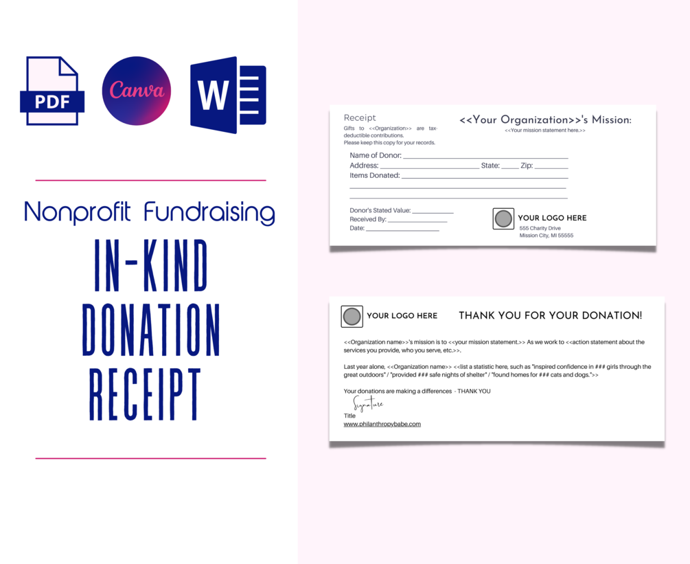 In-Kind Donation Receipt | Editable and customizable in Adobe, Canva ...
