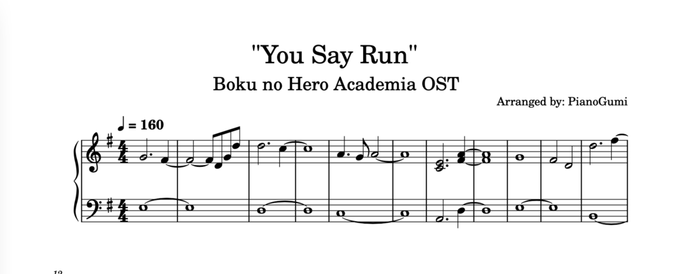 [full] Boku no Hero Academia OST - "You Say Run!" - Piano Sheet Music