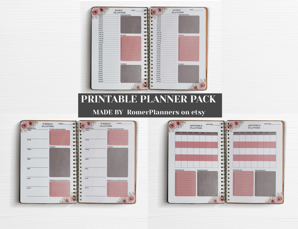 Red Daily Planner, Red Weekly Planner, Red Monthly Planner, Red ...