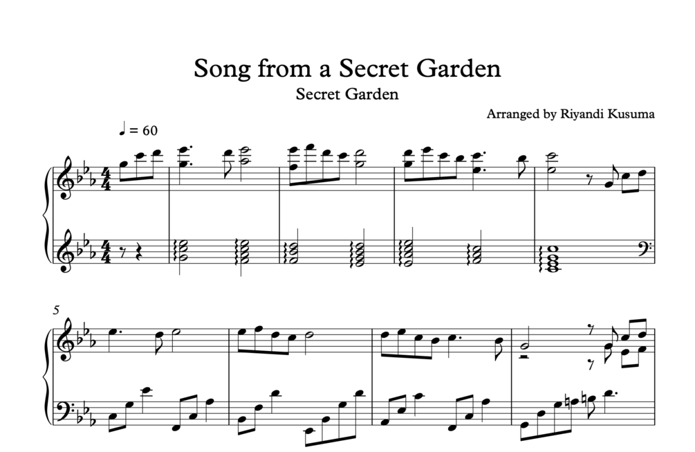 Song from a Secret Garden (Sheet Music)
