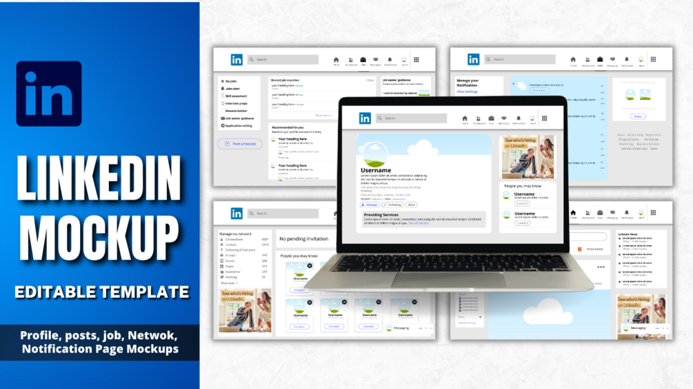 Linkedin Laptop Preview Mockup Templates