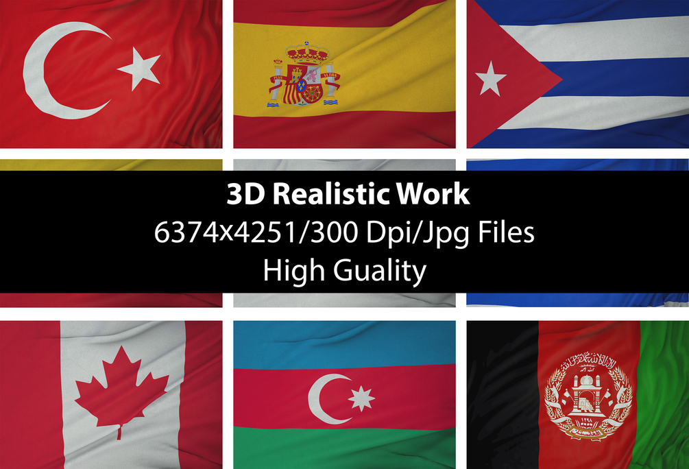 World Country Flags - 3D Realistic Work Set