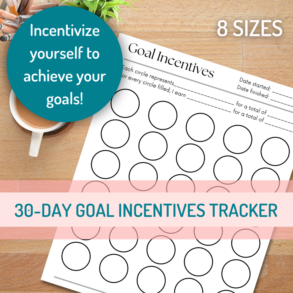 30 Day Goal Incentives Tracker | Planner Printable in 8 sizes | A4 ...