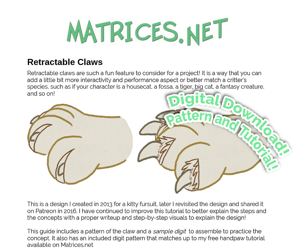 Pattern and Tutorial: Retractable Claws for Fursuits