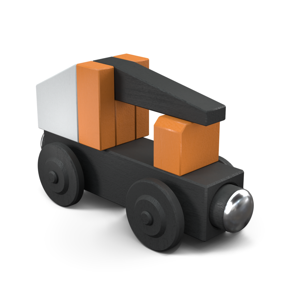 Toy crane wagon of construction train