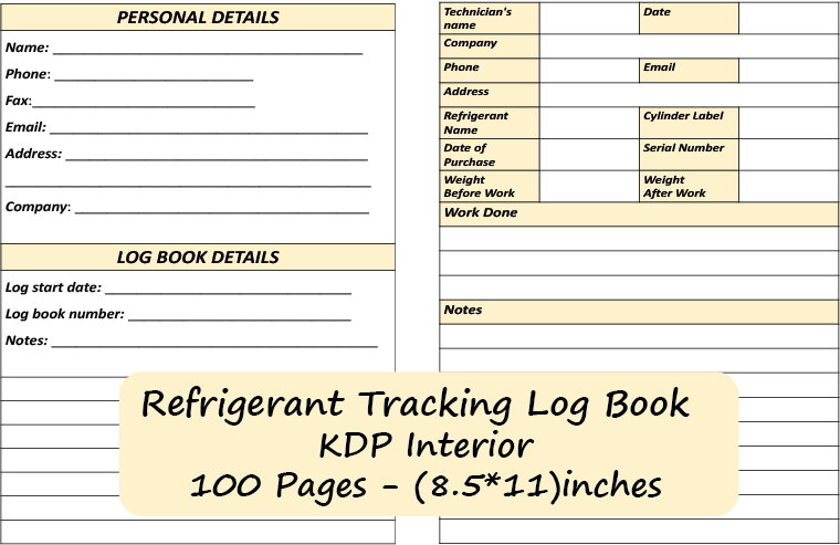 Refrigerant Tracking Log Book