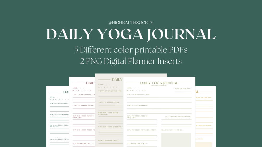 Daily Yoga Journal | Printable Journal | Digital Planner Insert