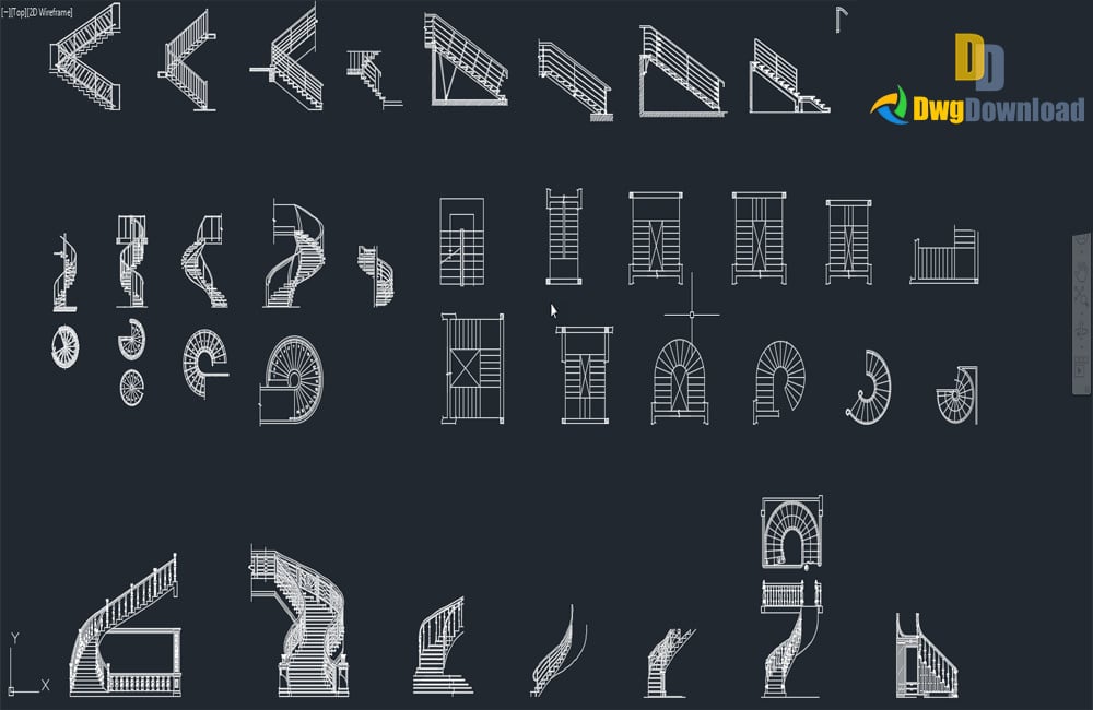 Stairs Cad Blocks Dwg Download - FN0001