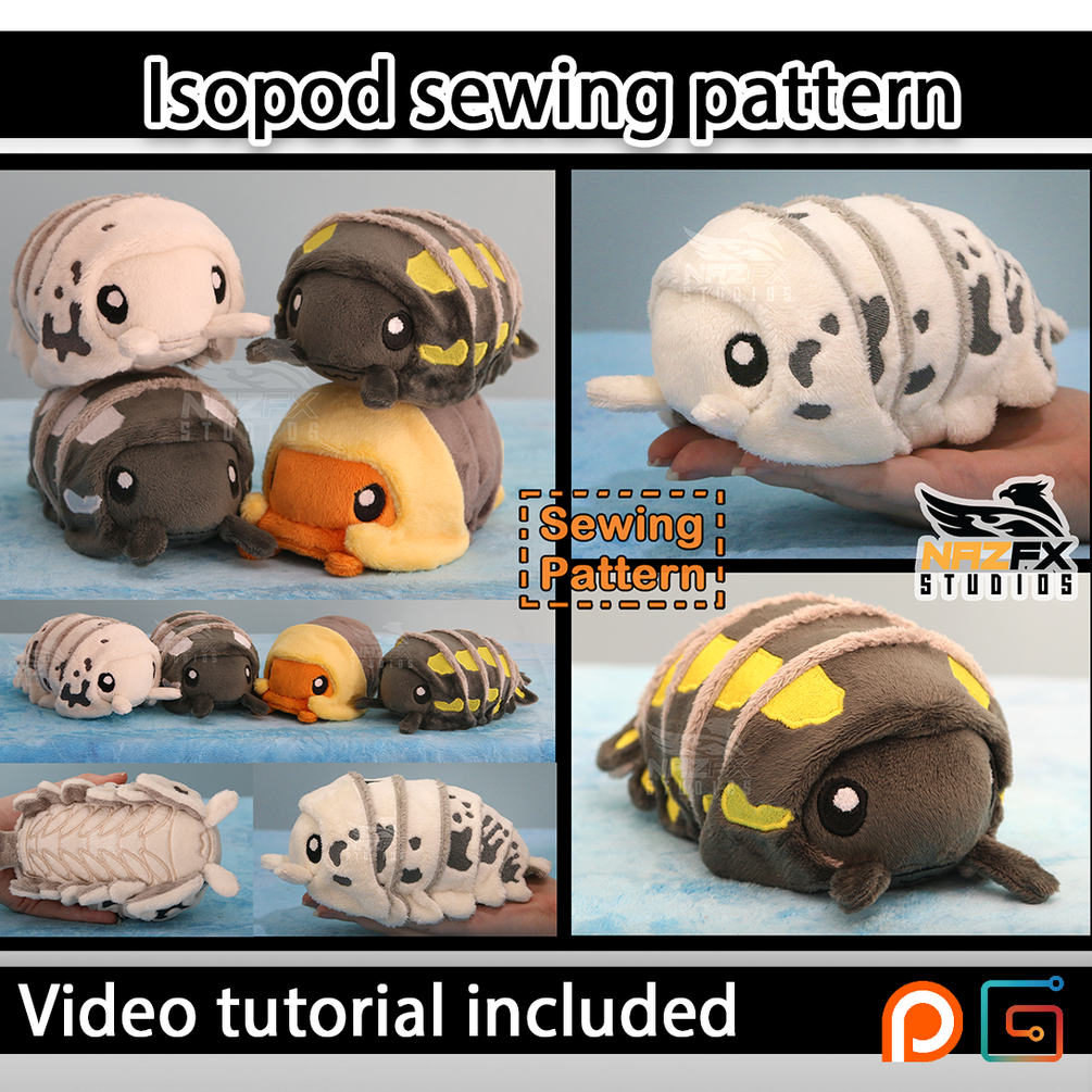 Isopod plush - sewing pattern and tutorial