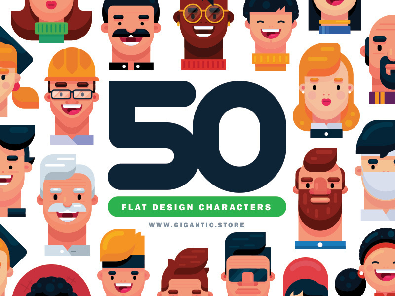 50 Flat Design Characters