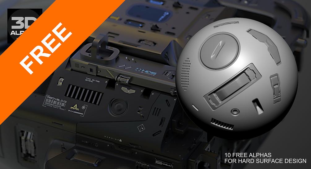 (FREE VERSION) ULTIMATE PACK OF 10 3D ALPHAS IMM FOR MECH/SCIFI DESIGNS