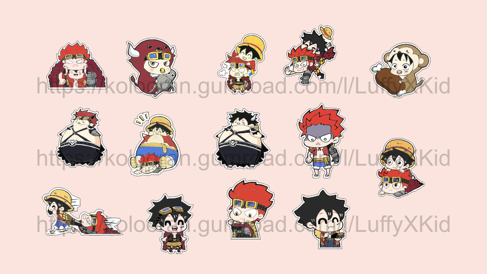 One Piece Luffy x Kid Sticker Bundle