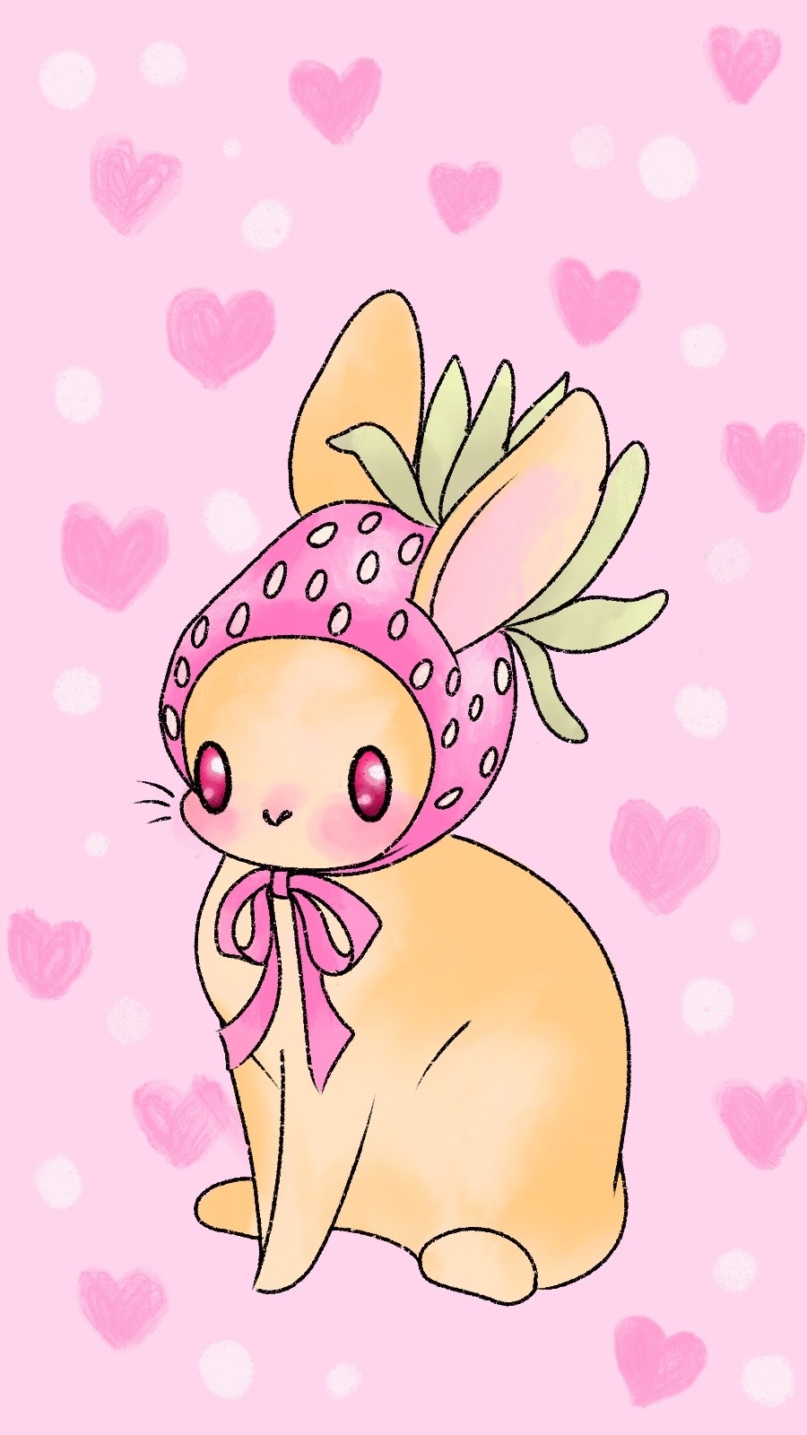 Strawberry Bunny phone wallpaper set