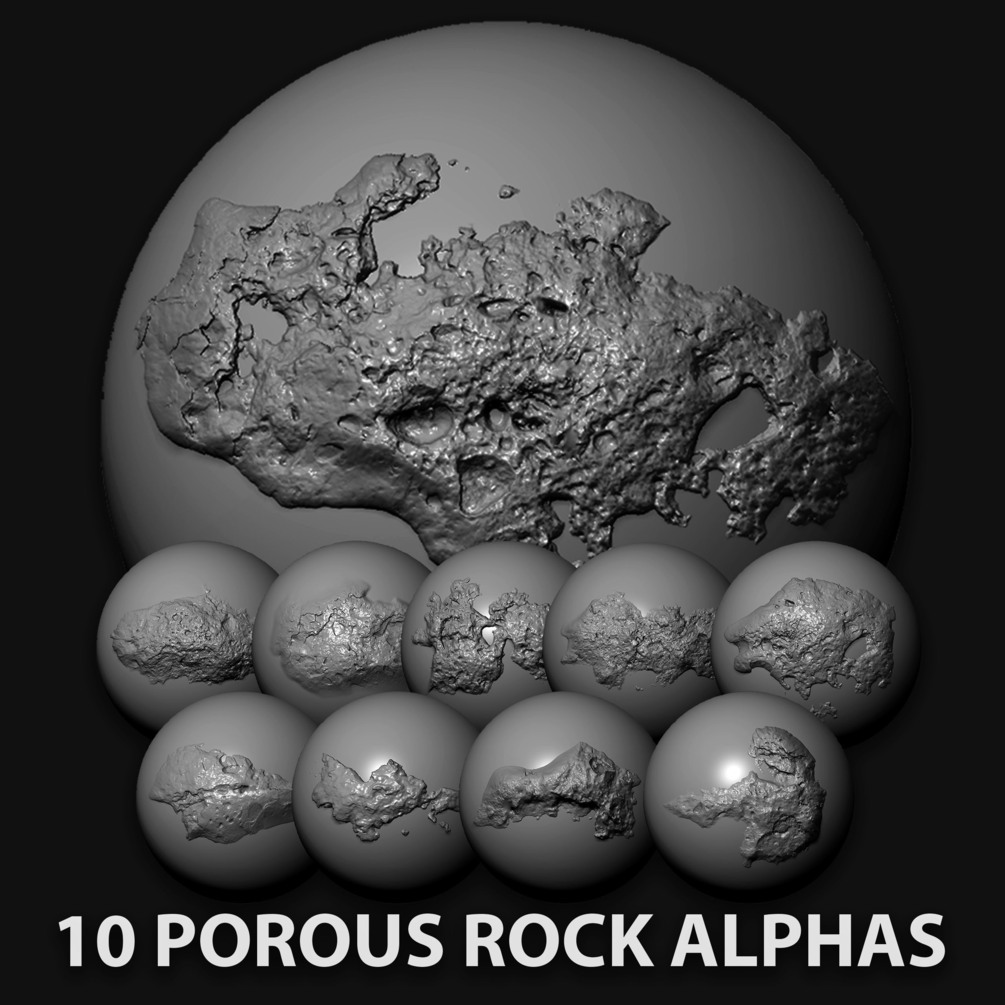 10 Porous Rock Alpha Brushes