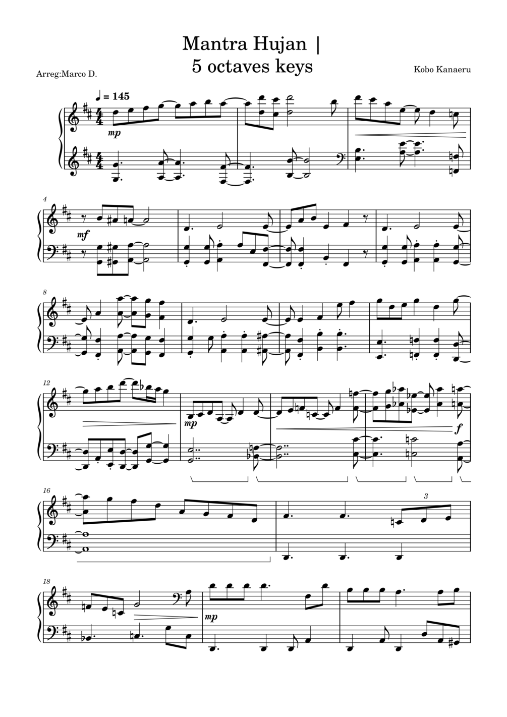 Mantra Hujan | Kobo Kanaeru 5 octaves keys SHEET + MIDI