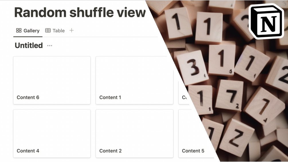 Random shuffle gallery view - Notion template
