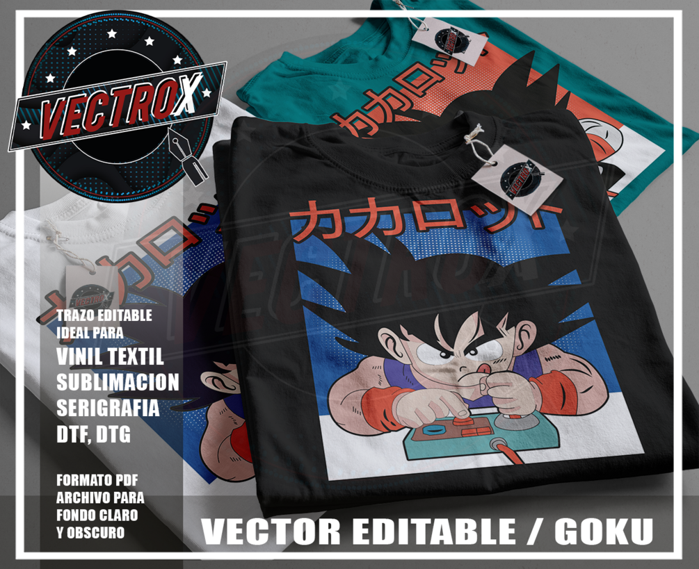 Vector Editable - Goku Niño Gamer
