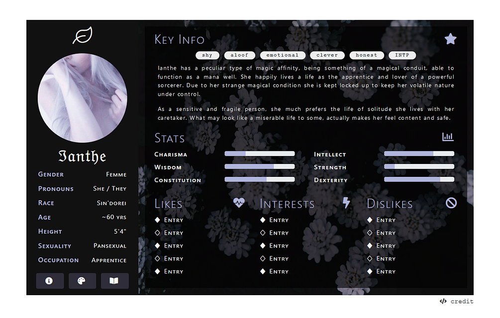 Toyhouse // 3 Tabbed Profile