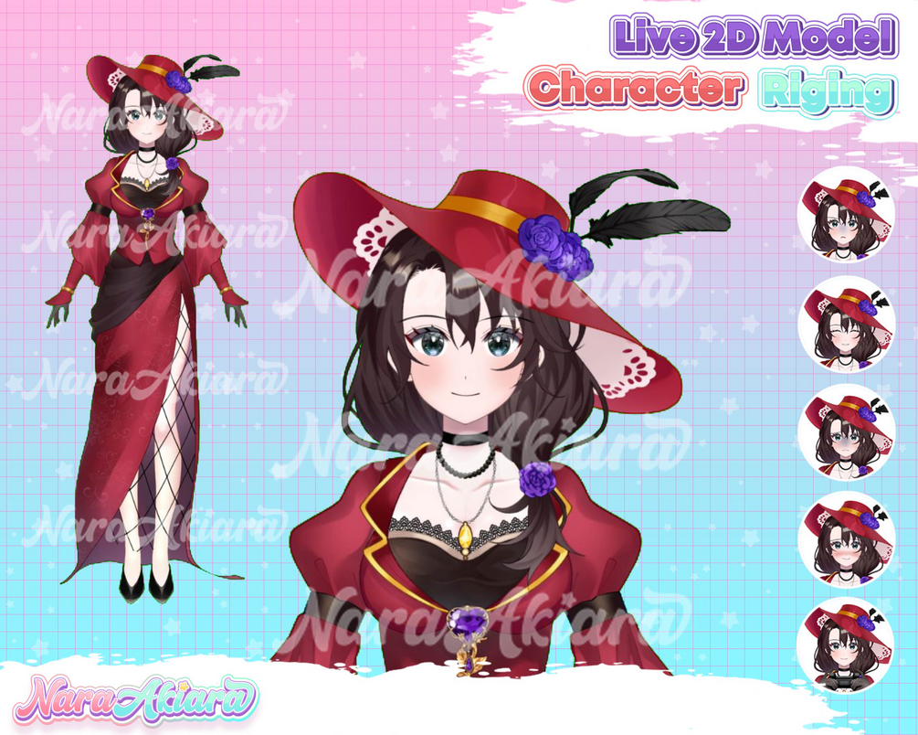 Live2d Vtuber Model Anime Girl Braided Brown Hair