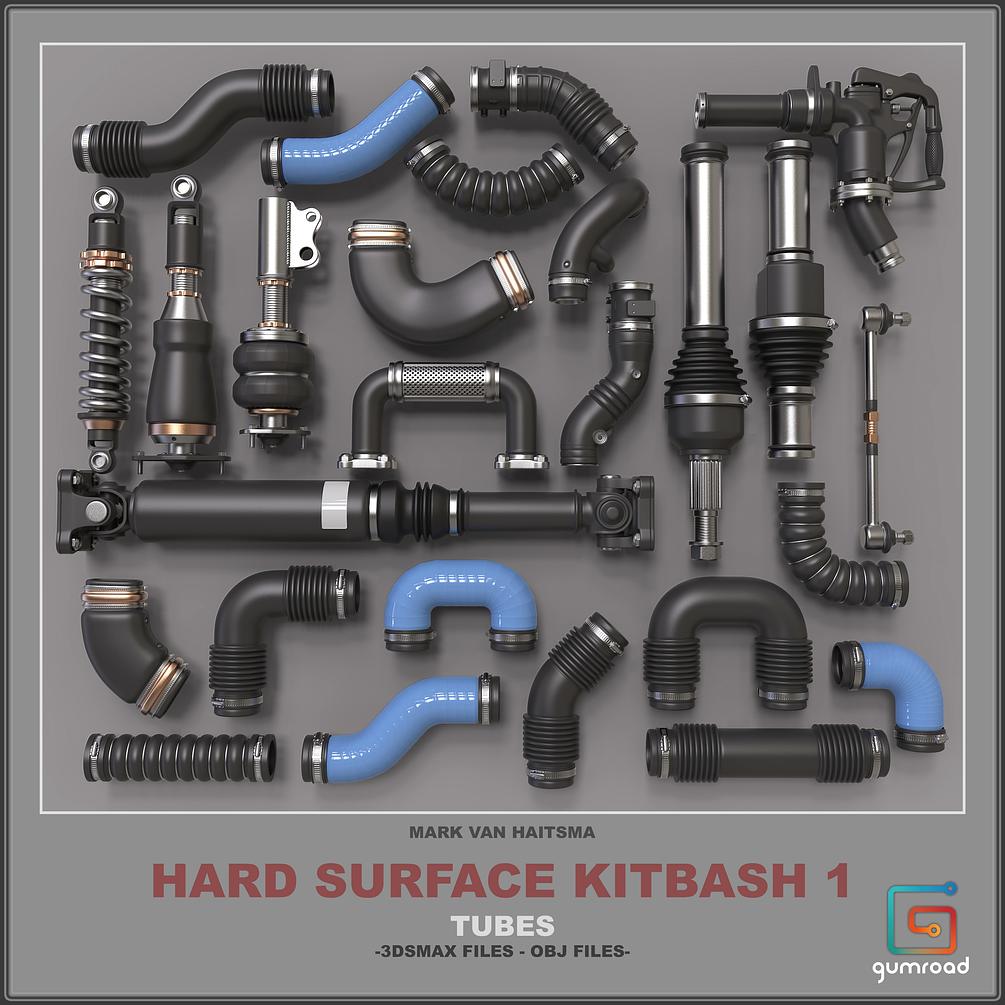 Hard Surface Kitbash Library - Tubes