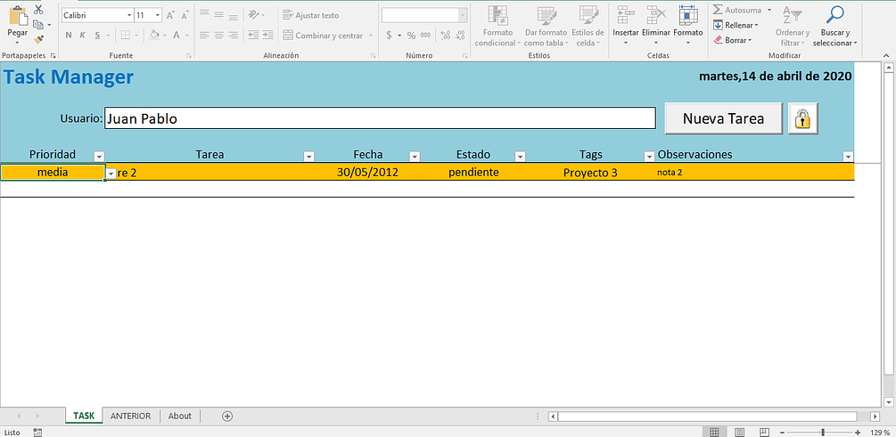 Gestor de Tareas en Excel (Task Manager)