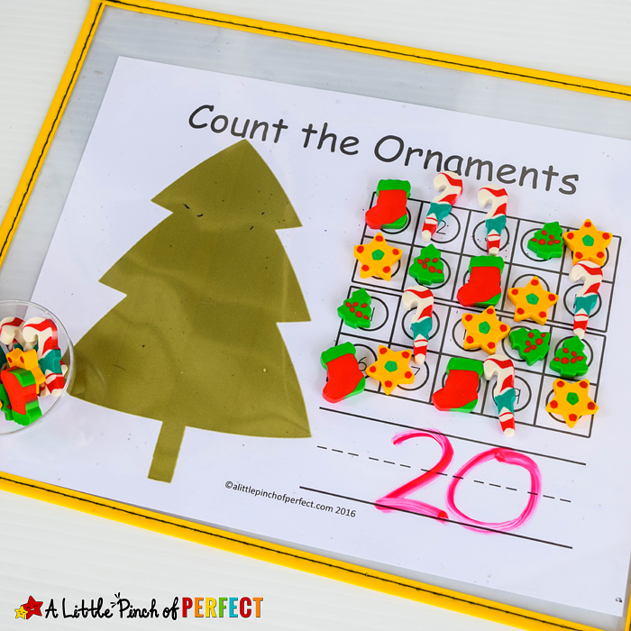 Christmas Tree 10 Frame Math Mats for Kids