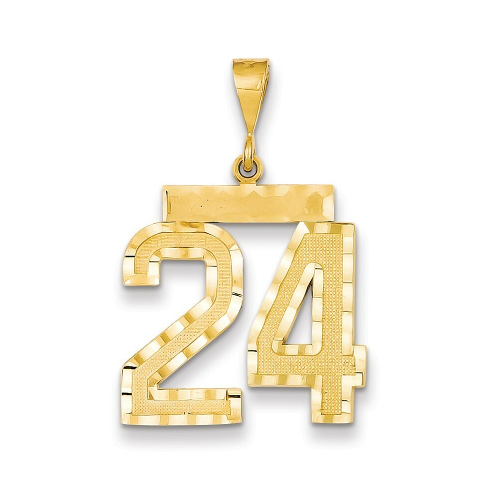 14k Yellow Gold Large Number 24 Charm Pendant - FREE SHIPPING