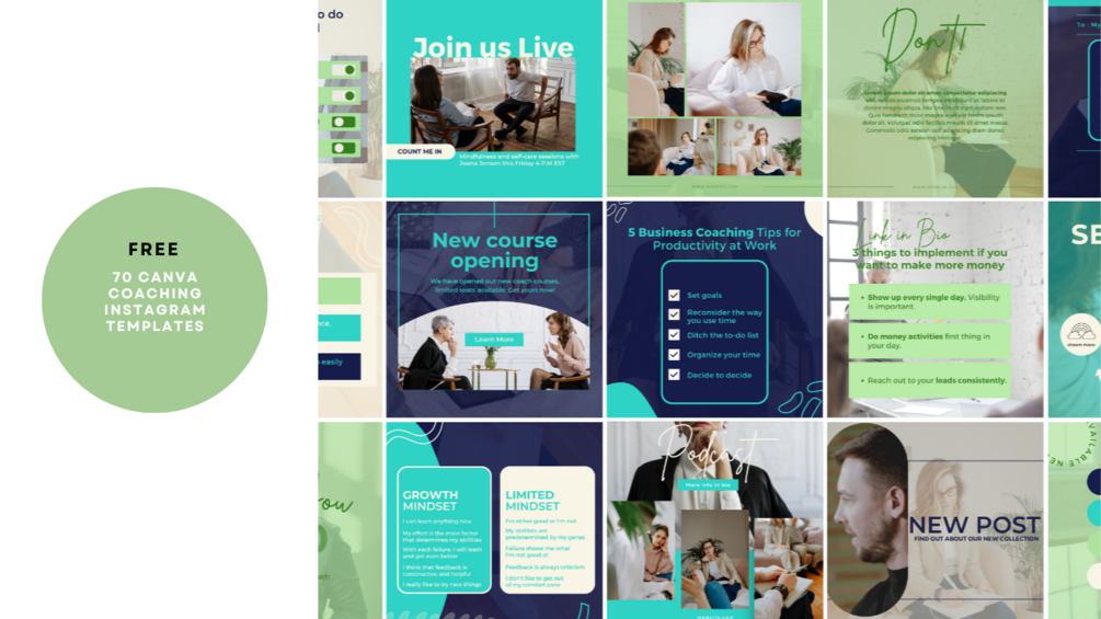 Free 70 Canva Coaching Instagram Templates